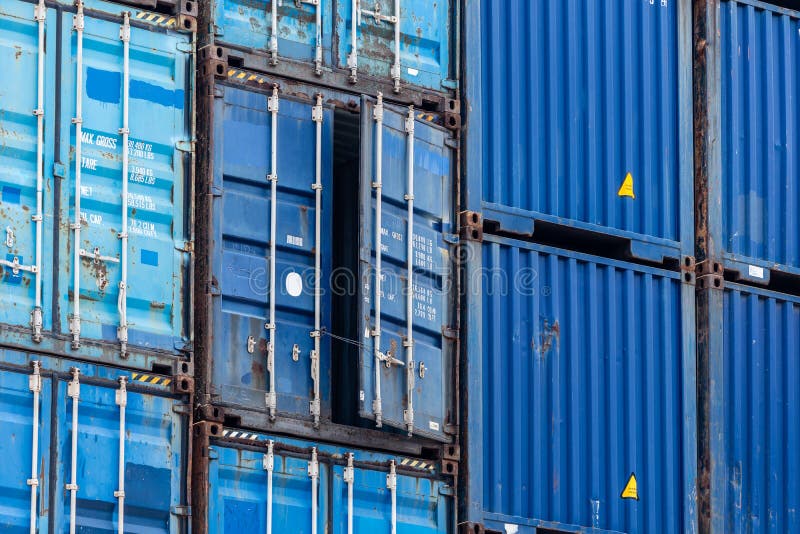 Old Containers Wall in Cargo Container Yard Stock Image - Image of ...