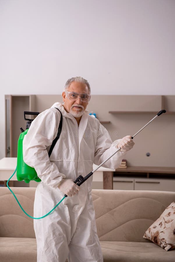Old Male Contractor Doing Pest Control at Home Stock Photo - Image of ...