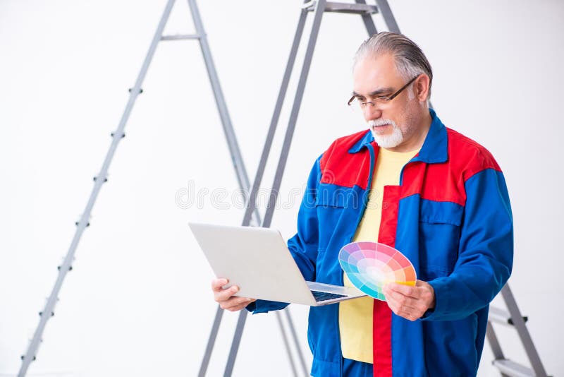 Old Contractor Doing Renovation at Home Stock Photo - Image of ...