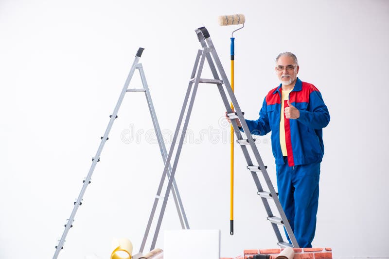 Old Contractor Doing Renovation at Home Stock Image - Image of ...