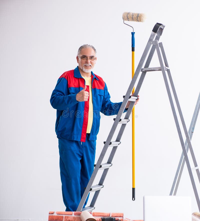 Old Contractor Doing Renovation at Home Stock Image - Image of ...