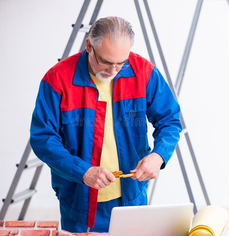 Old Contractor Doing Renovation at Home Stock Photo - Image of ...