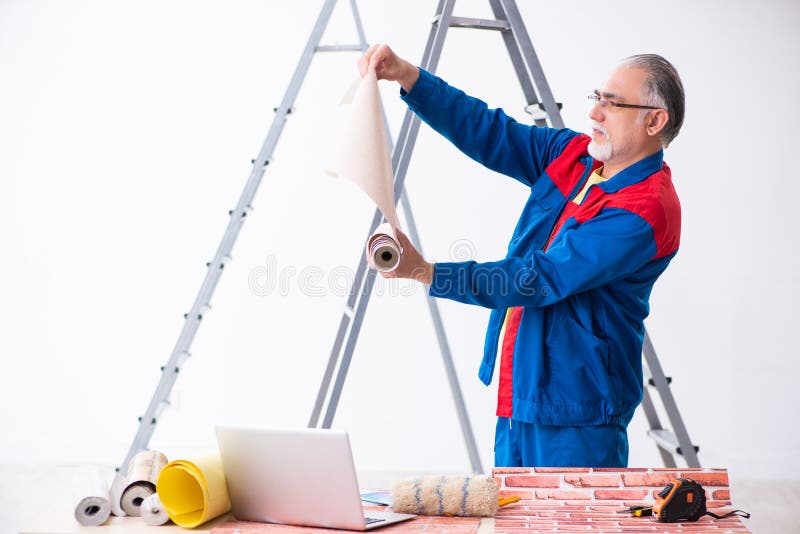 Old Contractor Doing Renovation at Home Stock Image - Image of ...
