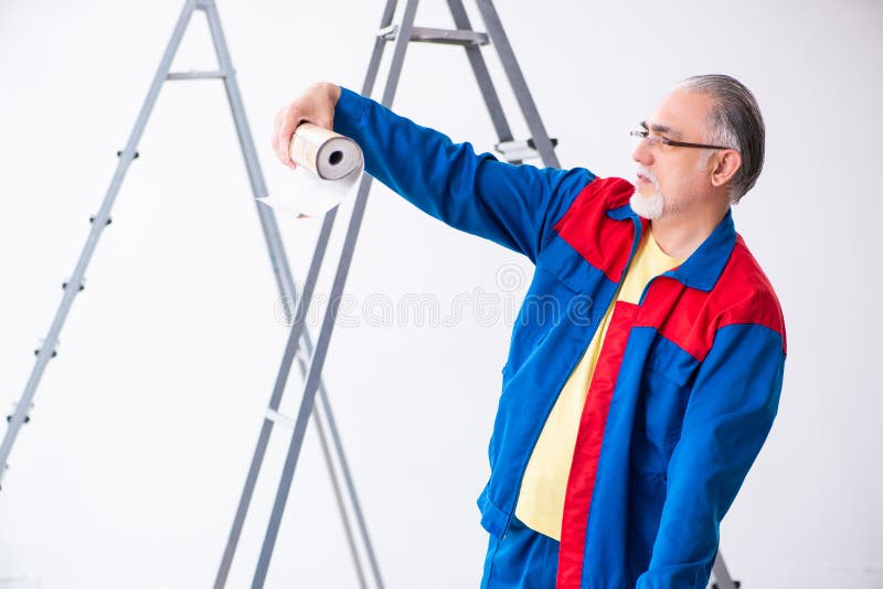 Old Contractor Doing Renovation at Home Stock Image - Image of ...