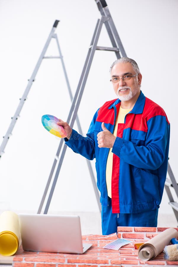 Old Contractor Doing Renovation at Home Stock Photo - Image of online ...