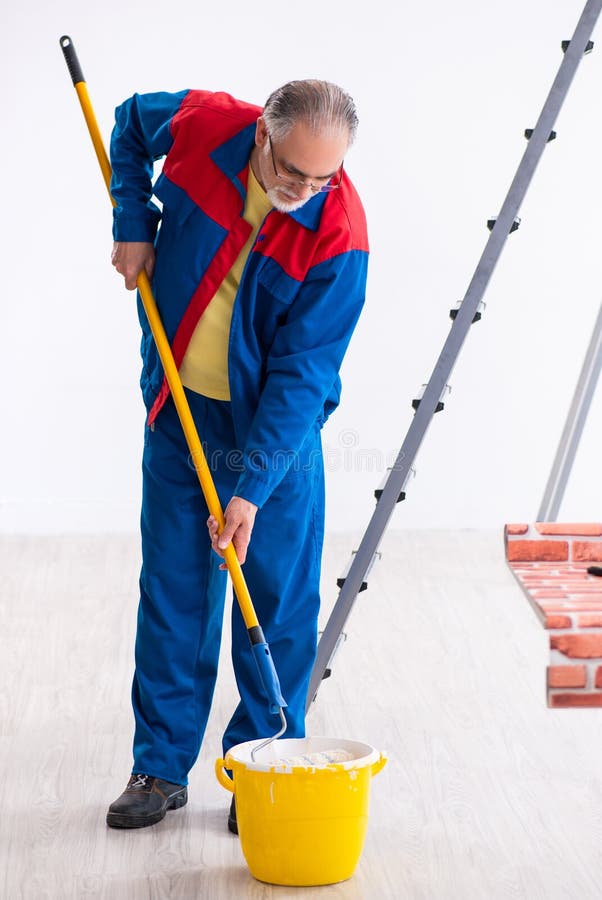 Old Contractor Doing Renovation at Home Stock Image - Image of ...