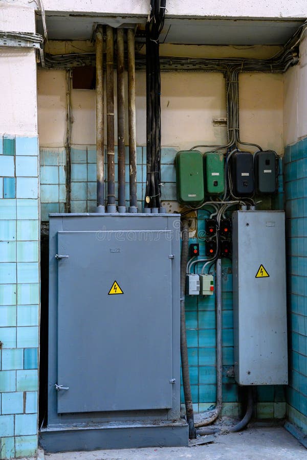 Old Control Cabinet by the Wall. Stock Image - Image of retro ...