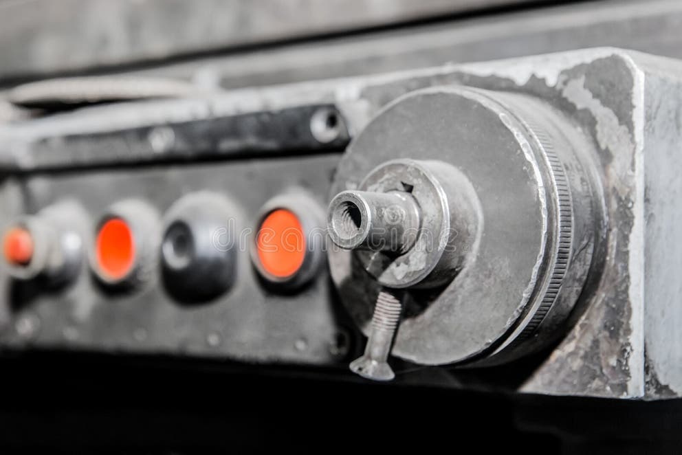 Old Control Panel, System with Industrial Equipment Buttons in the ...