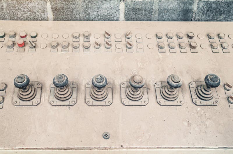 Old Control Unit is Covered with Dust. Joysticks To Control Equipment ...