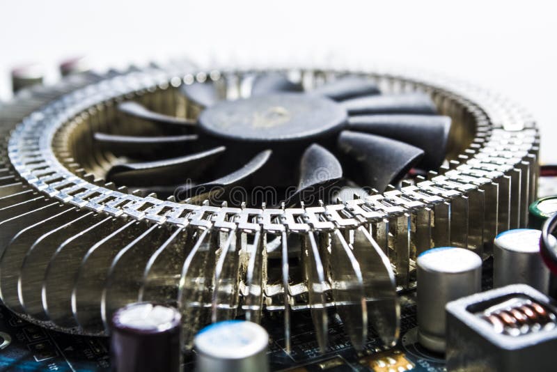 Old Cooler from the Computer. Motherboard of Blue Color. Repair of the ...