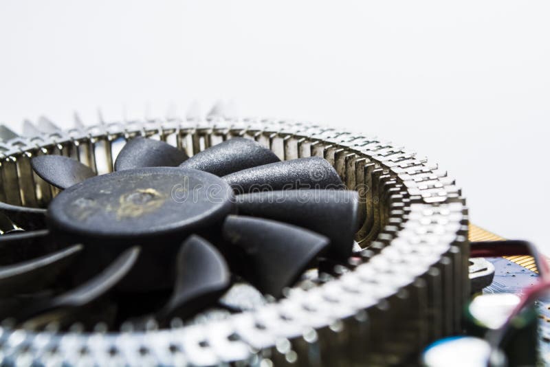 Old Cooler from the Computer. Motherboard of Blue Color. Repair of the ...