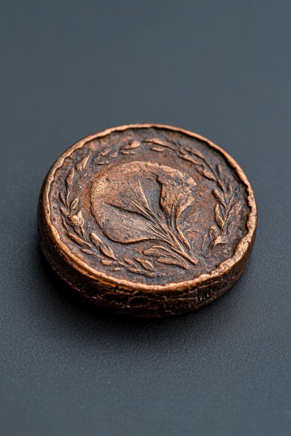An Old Copper Coin with a Plant Design. Stock Illustration ...