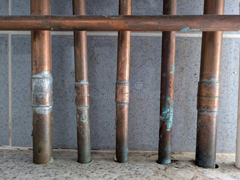 Old Copper Kitchen Bathroom Pipes in Back Condition House Renovation ...