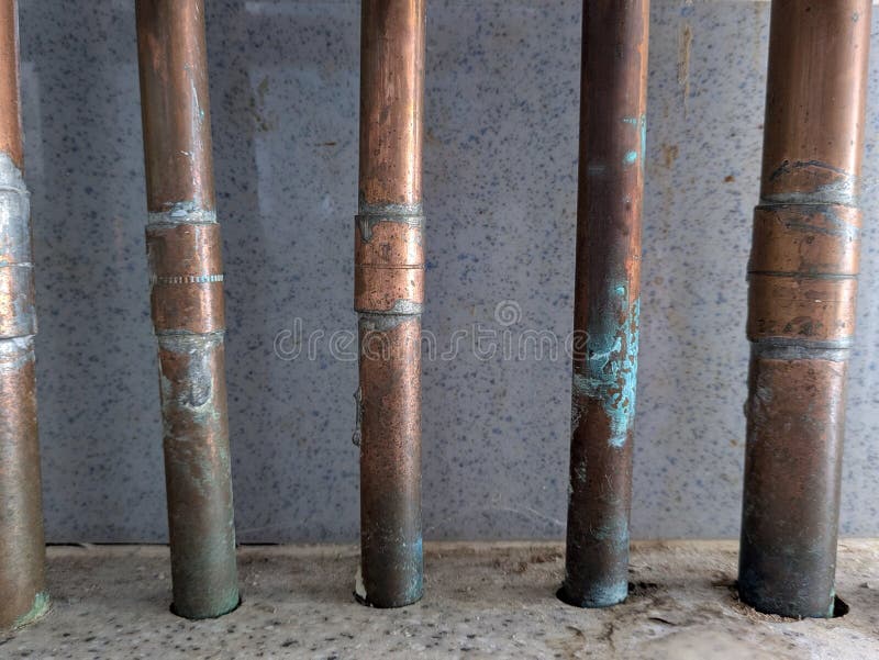 Old Copper Kitchen Bathroom Pipes in Back Condition House Renovation ...
