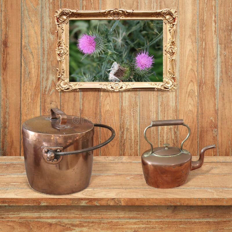 Old Copper Metal Kitchen Utensils- Stock Photo - Image of luxury, shiny ...