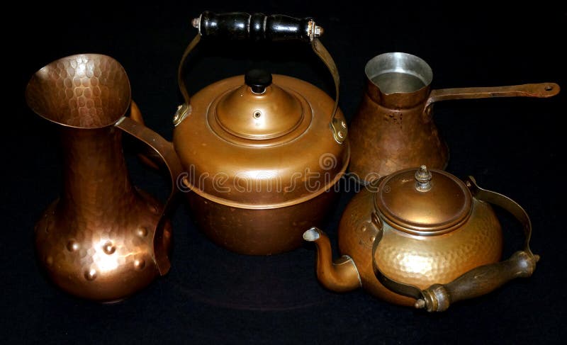 Old copper objects stock image. Image of black, material - 176573225