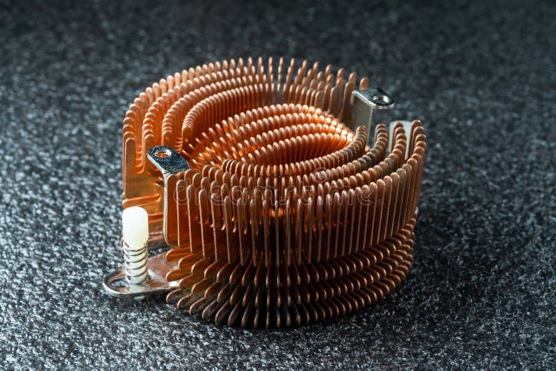 Old Copper Radiator for a Computer with a Patina on a Black Soft ...