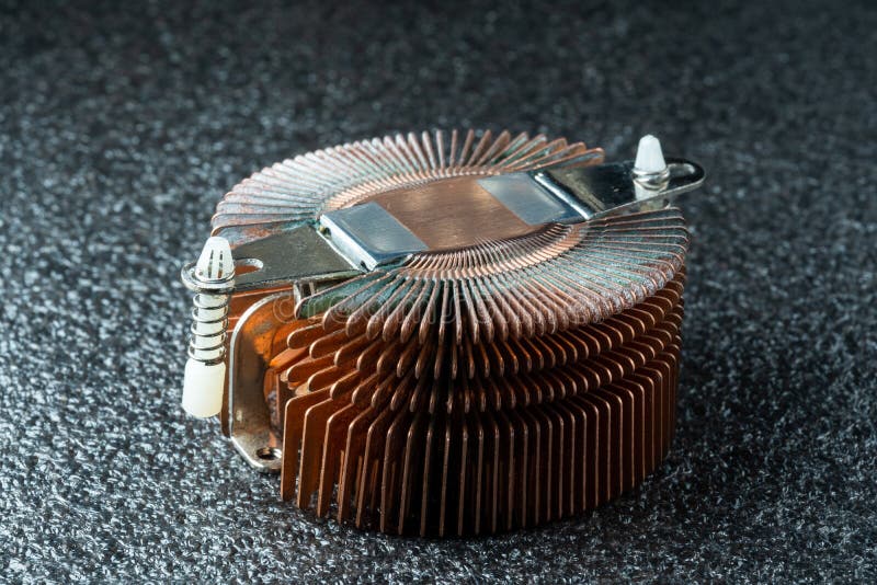 An Old Copper Radiator for a Computer with a Patina on a Black Soft ...