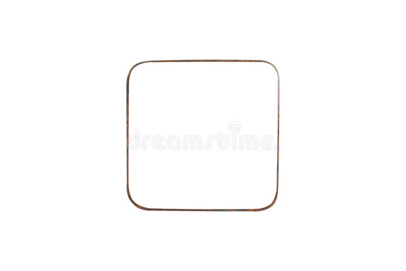 Old Copper Rectangular Frame with Rounded Edges is Isolated on White ...