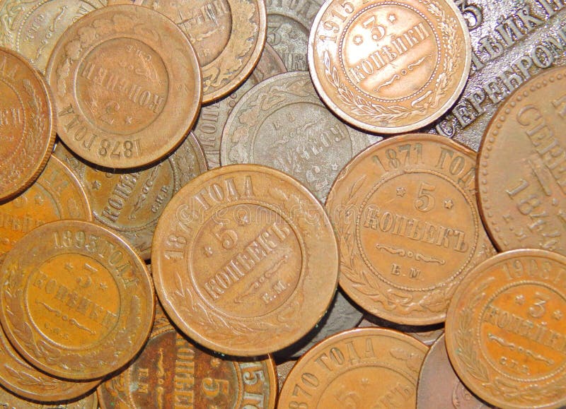 Old copper Russian coin stock image. Image of collection - 84675125