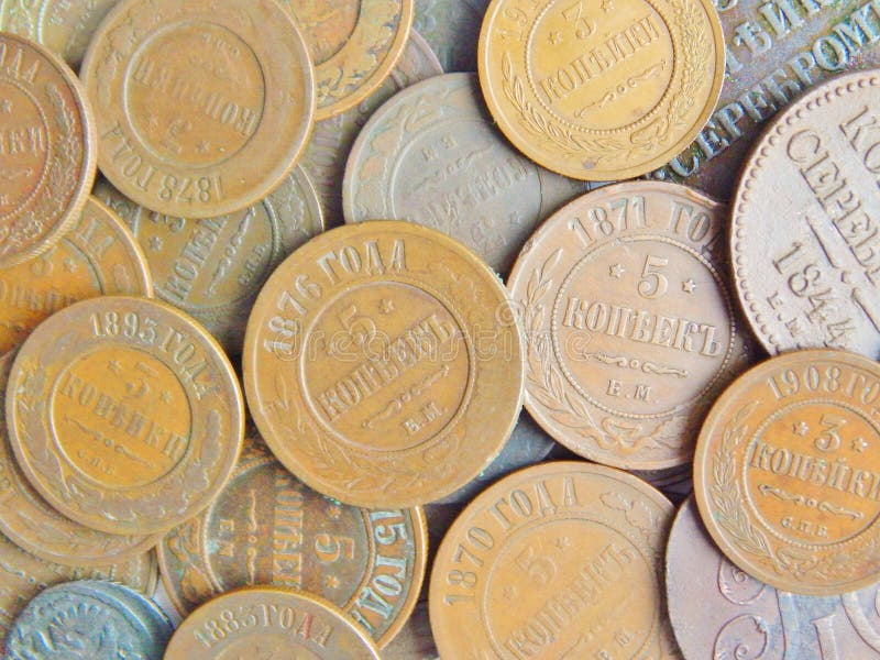 Old copper Russian coin stock photo. Image of rising - 84689840