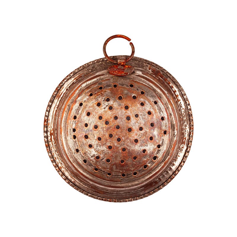 Old copper sieve top view stock photo. Image of filter - 151408240