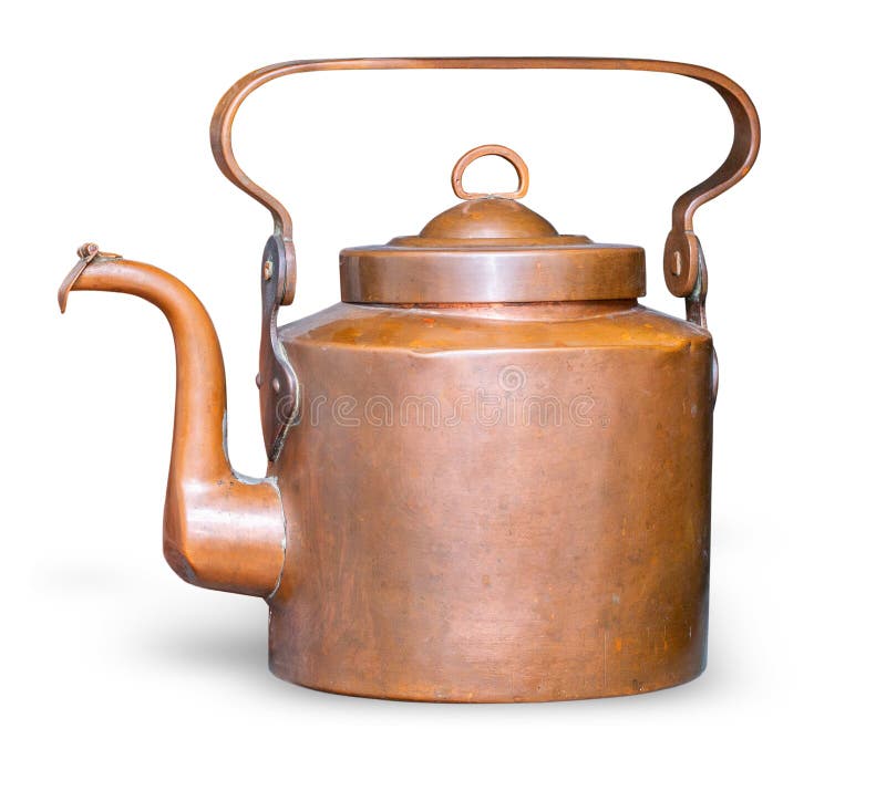 Old copper teapot isolated stock image. Image of white - 132184687