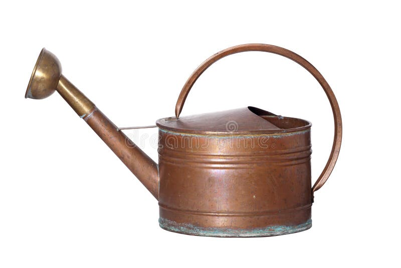 Old copper watering can stock image. Image of rusty, bucket - 26374541