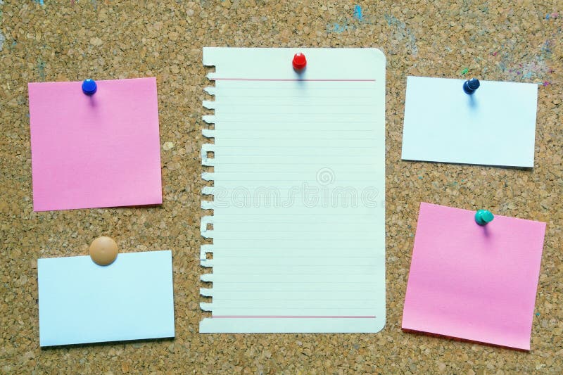 Old Cork Board with Notes. Copy Space Stock Image - Image of flat, five ...