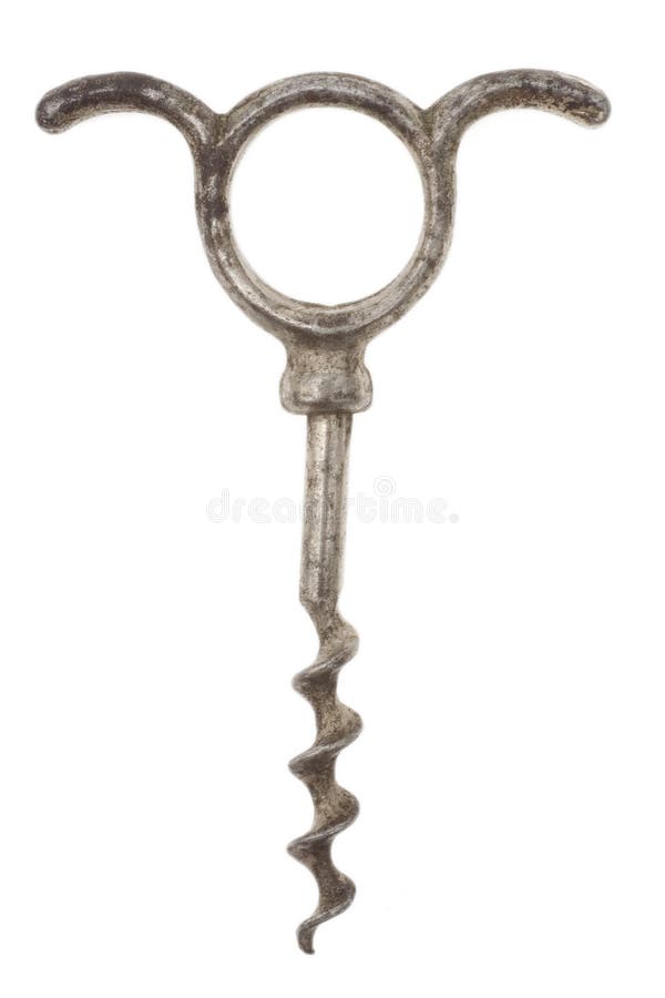 Old Corkscrew on White Background Stock Image - Image of corkscrew ...