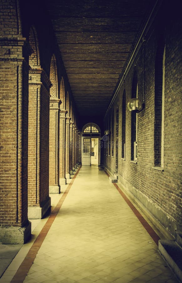 Old corridor with arches stock photo. Image of classic - 127152960