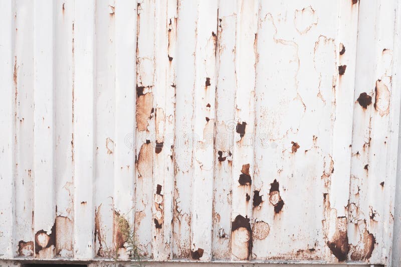 Old Corrugated Metal Sheet, White Cracked Paint, Reddish Brown Stains ... Old Corrugated Metal Sheet, White Cracked Paint, Reddish Brown Stains ...