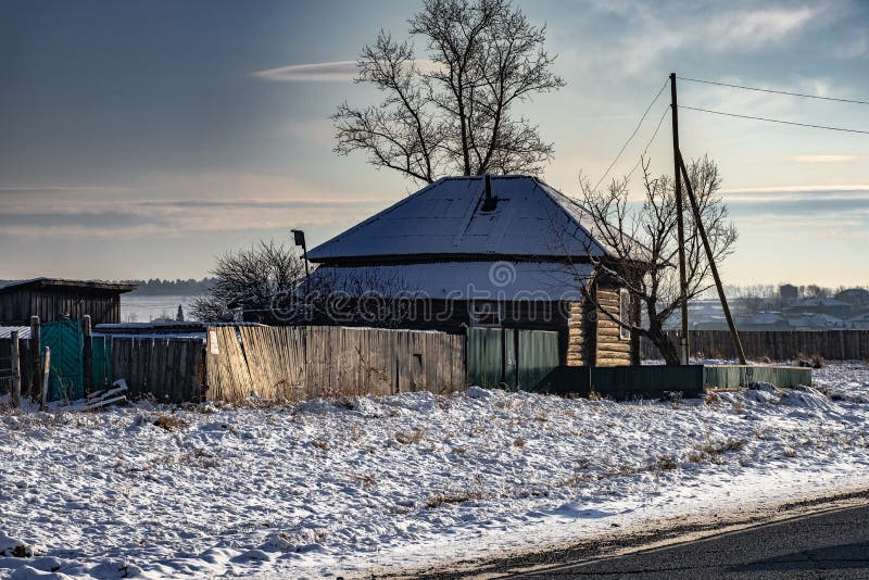 Country House in Winter at Sunset Sun Stock Photo - Image of lifestyle ...