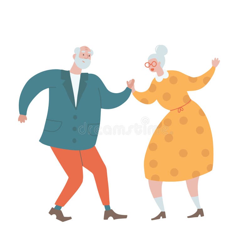Old Couple Dancing Funny Dancing. Dance Class for Elderly. Isolated ...