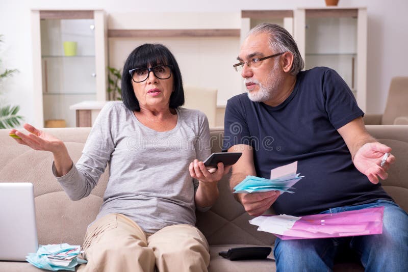 Old Couple Discussing Family Finances Stock Image - Image of mature ...