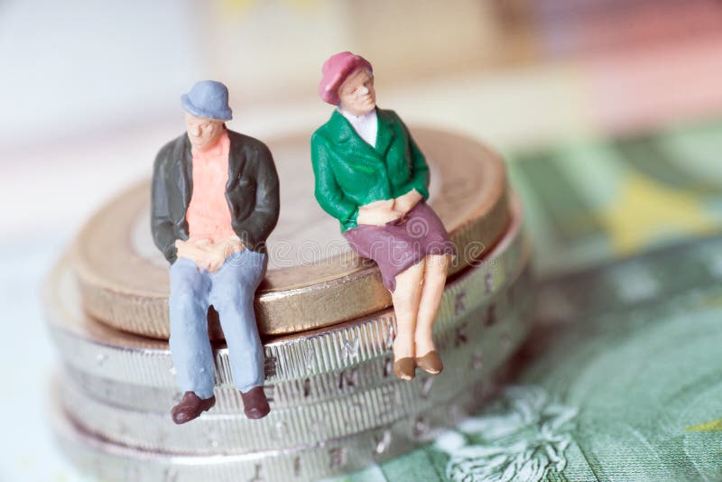 Pensioners and Pensioner on Money Stack Stock Image - Image of people ...