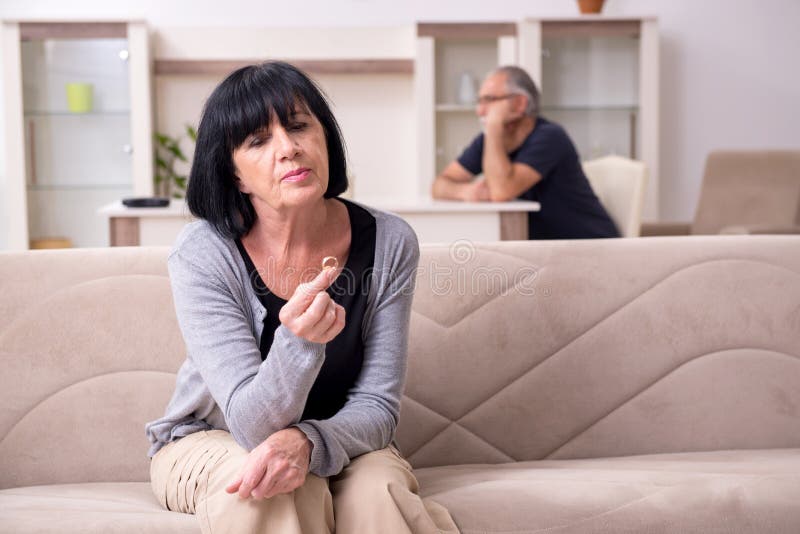 Old Couple Having Argument at Home Stock Image - Image of marriage ...