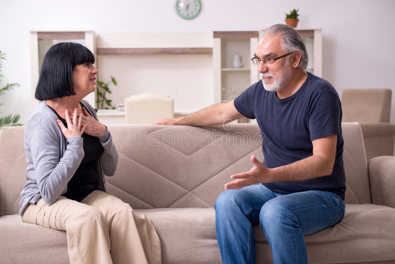 Old Couple Having Argument at Home Stock Photo - Image of husband ...
