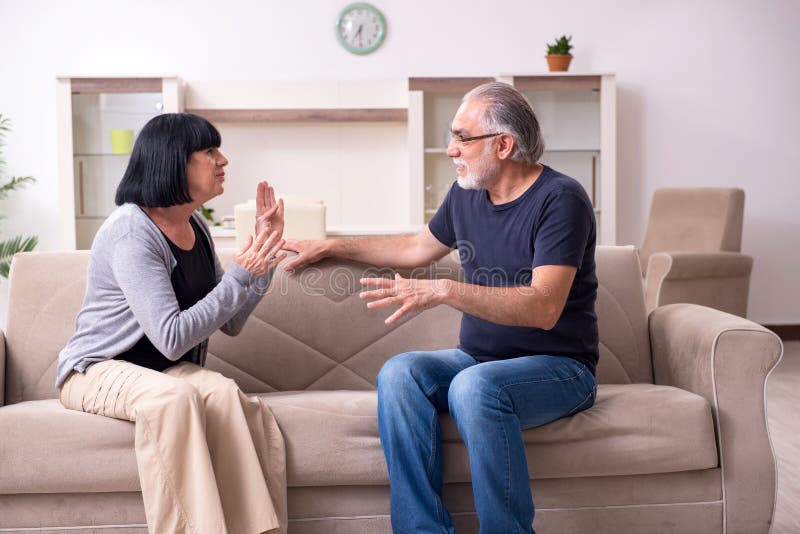 Old Couple Having Argument at Home Stock Photo - Image of breakup ...