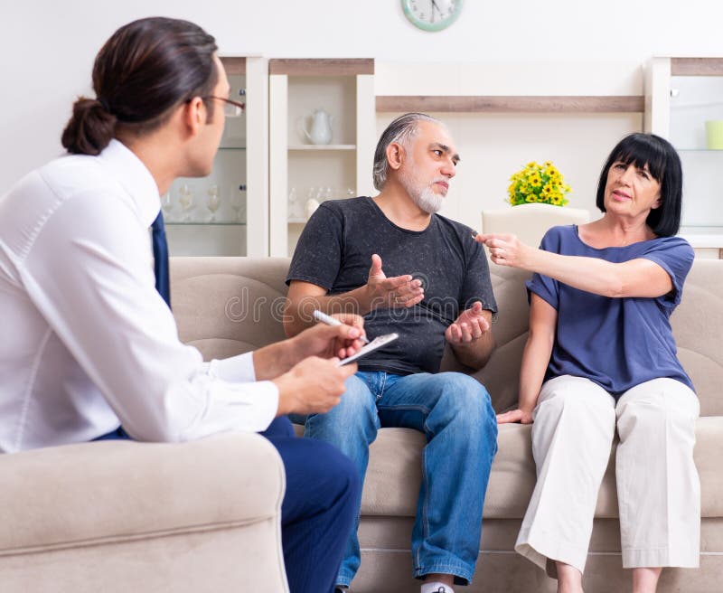Old Couple Visiting Psychiatrist Doctor Stock Image - Image of marriage ...