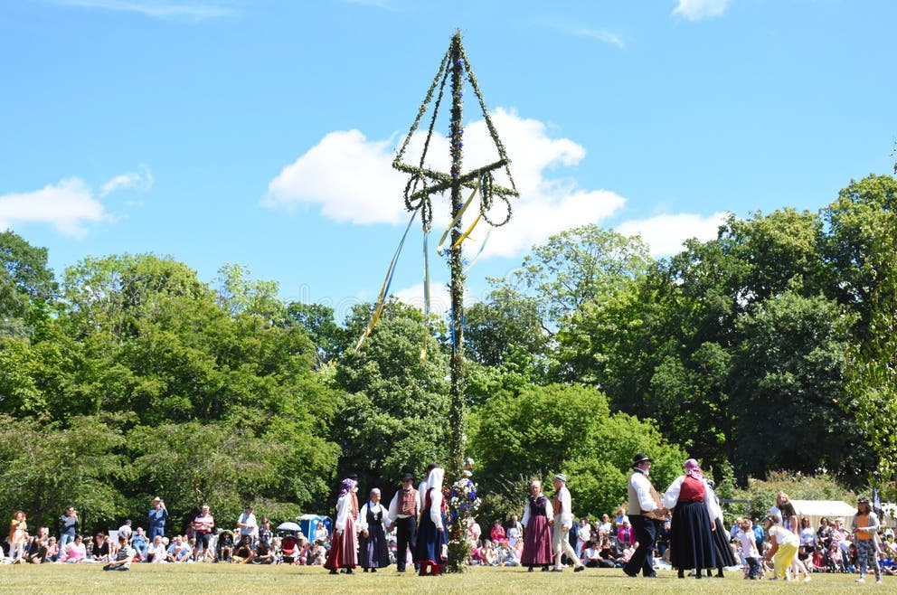Dance Around Midsummer Tree in Sweden Editorial Photo - Image of ...
