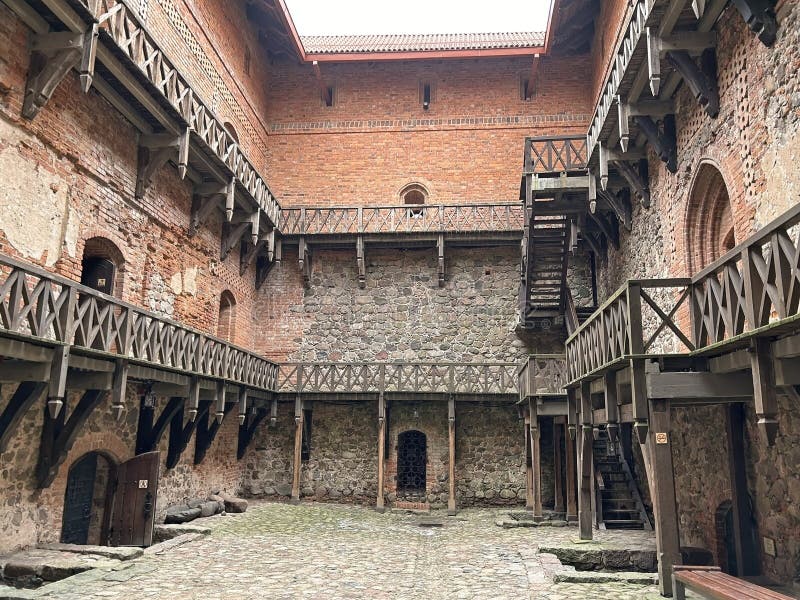 Old Courtyard of an Ancient Castle, View from Inside Stock Image ...