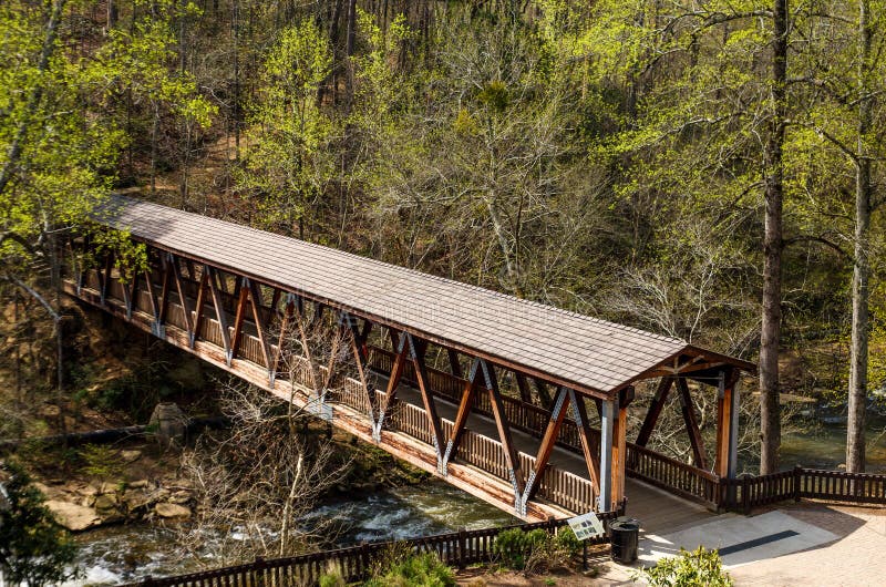 Old Covered Bridge in Spring Forest Stock Image - Image of covered ...