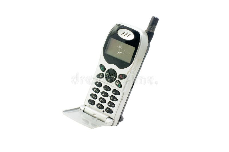 Old Crack Mobile Phone on White Background Stock Photo - Image of ...