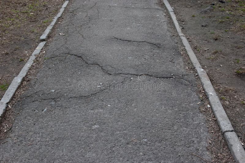 Old Cracked Asphalt Pathway Stock Photo - Image of textured, ruin ...