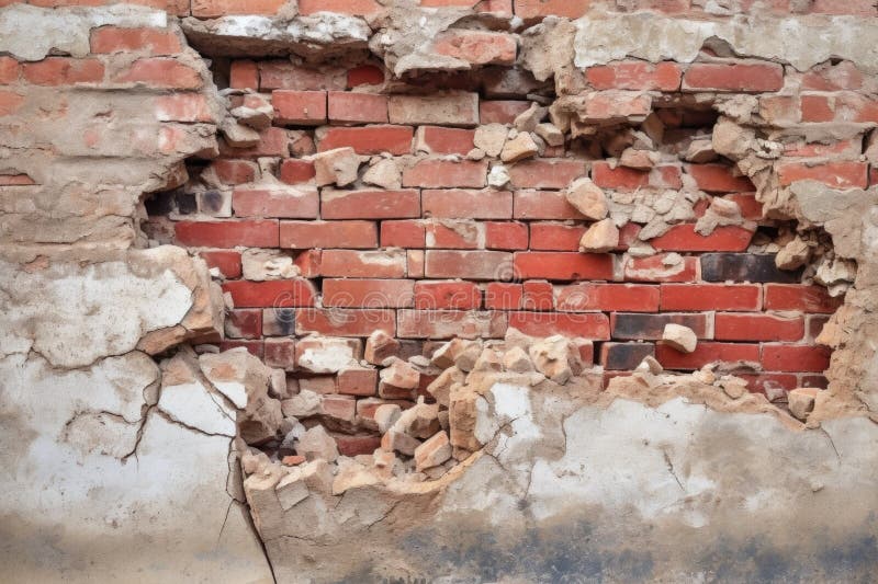 An Old Cracked Brick Wall Being Repaired with Fresh Bricks Stock Photo ...
