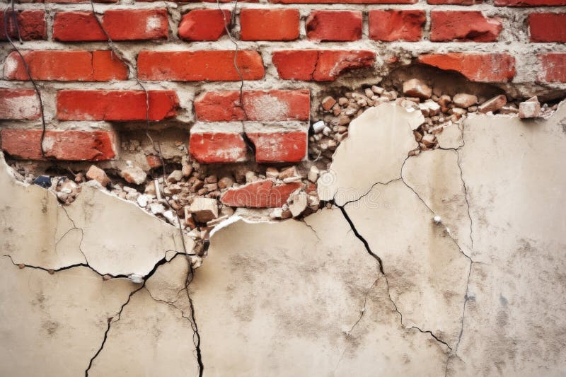 An Old Cracked Brick Wall Being Repaired with Fresh Bricks Stock Image ...