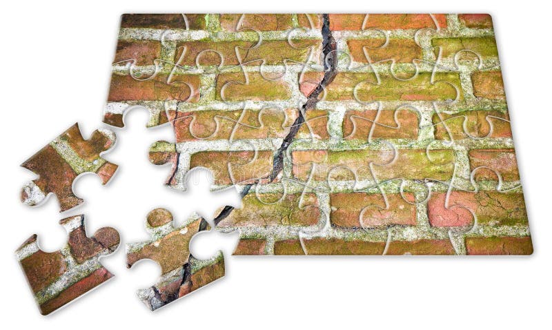 Old Cracked Brick Wall in Jigsaw Puzzle Shape - Concept Image Stock ...