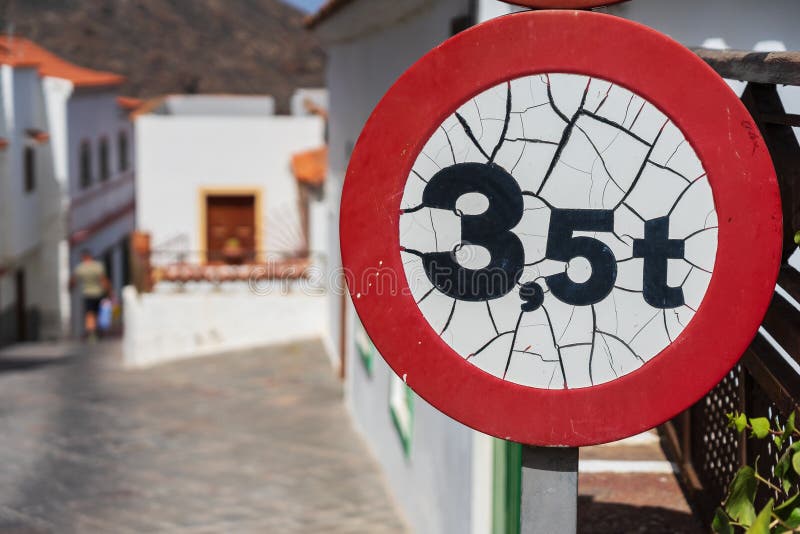 Old, cracked road sign stock photo. Image of town, circle - 337524462