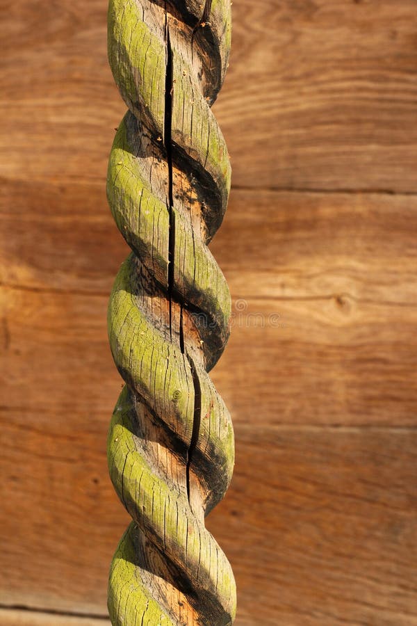 Old Cracked Spiral Carved Wooden Column Stock Photo - Image of vintage ...